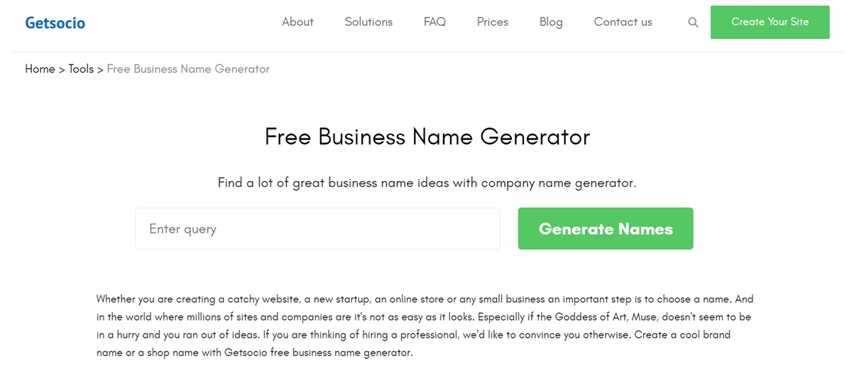 30+ Best FREE Company Name Generator